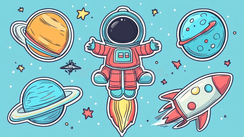 Vector Illustrations Templates of Peace an Astronaut, Spaceship, Rocket ...
