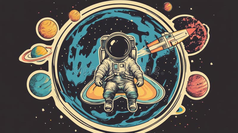 Vector Illustrations Templates of Peace an Astronaut, Spaceship, Rocket ...