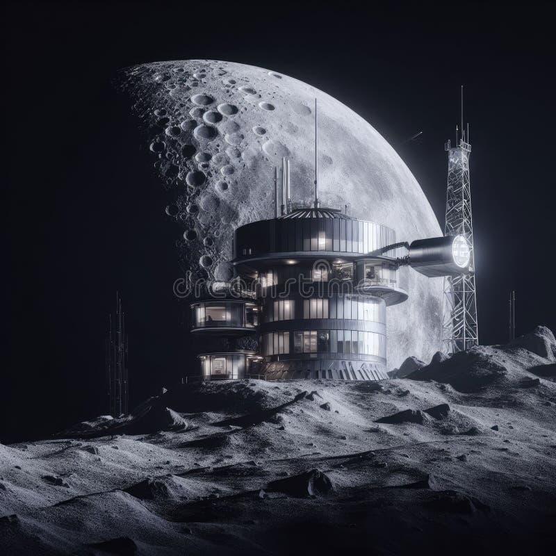 A Space Base on Another Planet. Stock Illustration - Illustration of ...