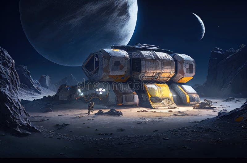 Space Base on the Extraterrestrial Planet. Generative Ai Illustration ...