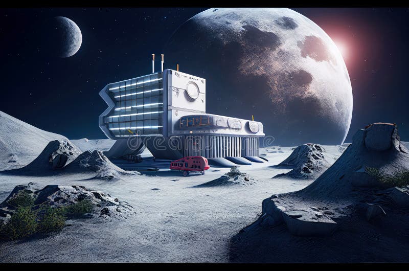 Space Base on the Extraterrestrial Planet. Generative Ai Illustration ...
