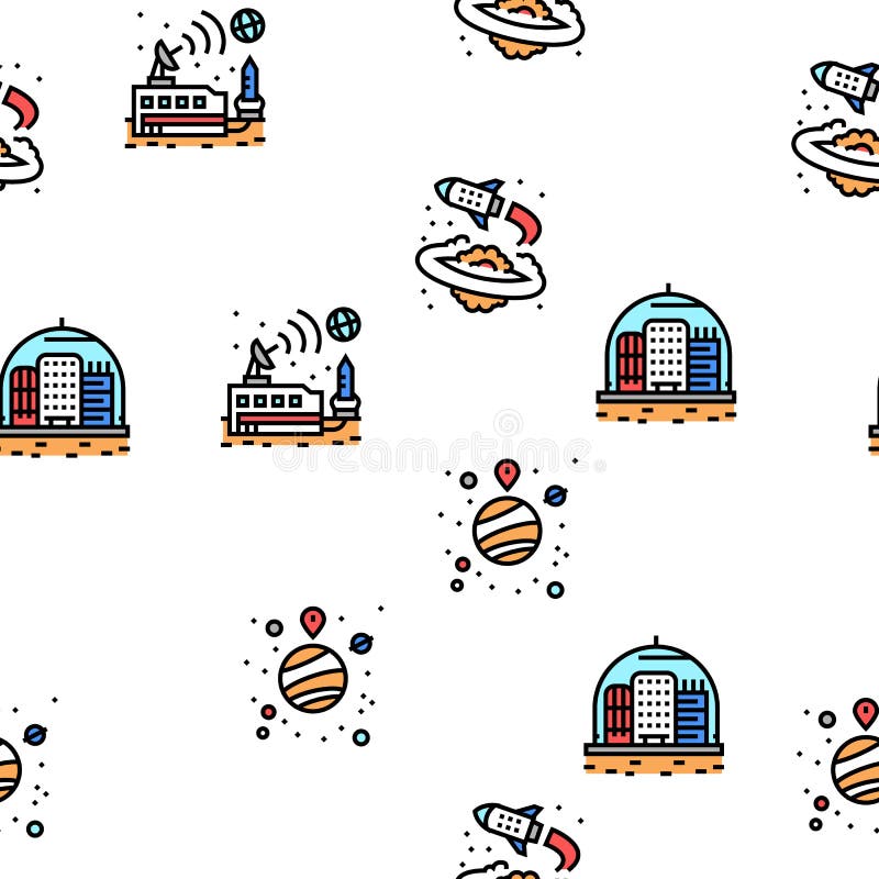 Space Base New Home Vector Seamless Pattern Stock Illustration ...