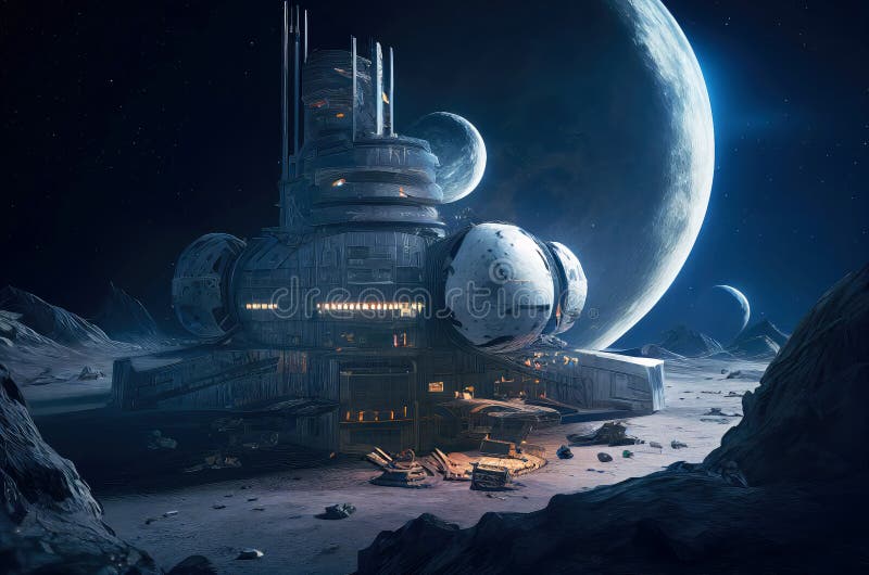 Space Base on the Extraterrestrial Planet. Generative Ai Illustration ...