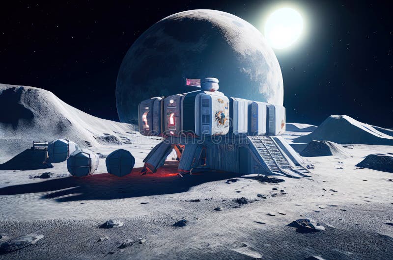 Space Base on the Extraterrestrial Planet. Generative Ai Illustration ...