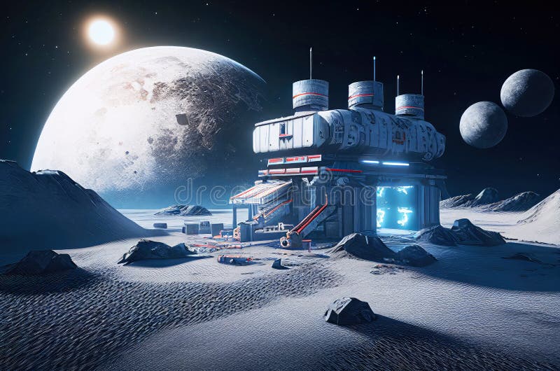 Space Base on the Extraterrestrial Planet. Generative Ai Illustration ...