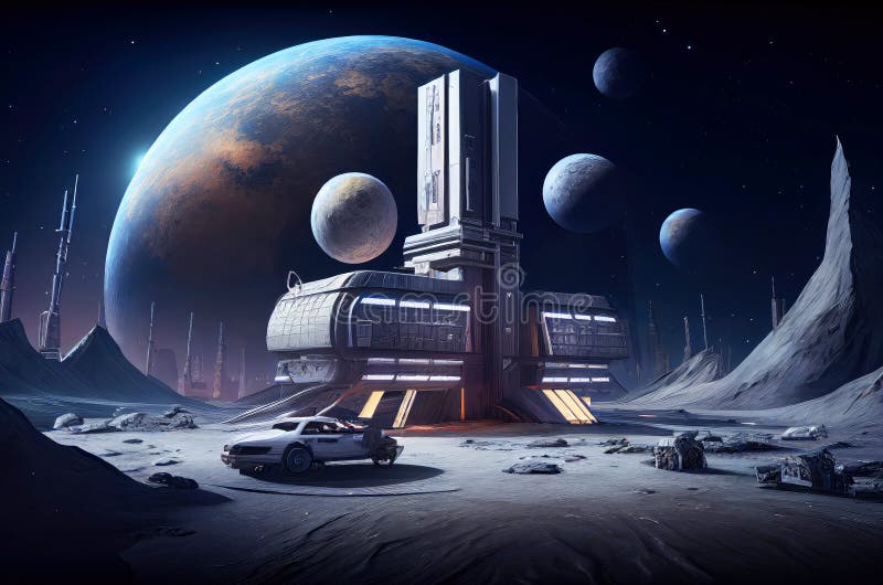 Space Base on the Extraterrestrial Planet. Generative Ai Illustration ...