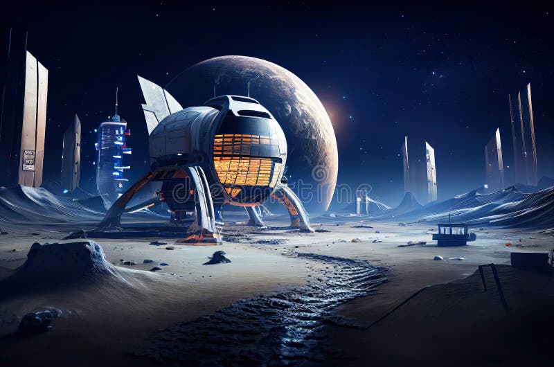 Space Base on the Extraterrestrial Planet. Generative Ai Illustration ...