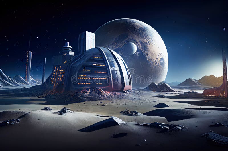 Space Base on the Extraterrestrial Planet. Generative Ai Illustration ...
