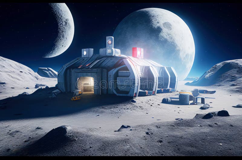 Space Base on the Extraterrestrial Planet. Generative Ai Illustration ...