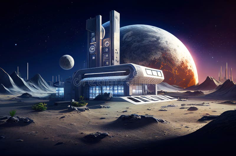 Space Base on the Extraterrestrial Planet. Generative Ai Illustration ...
