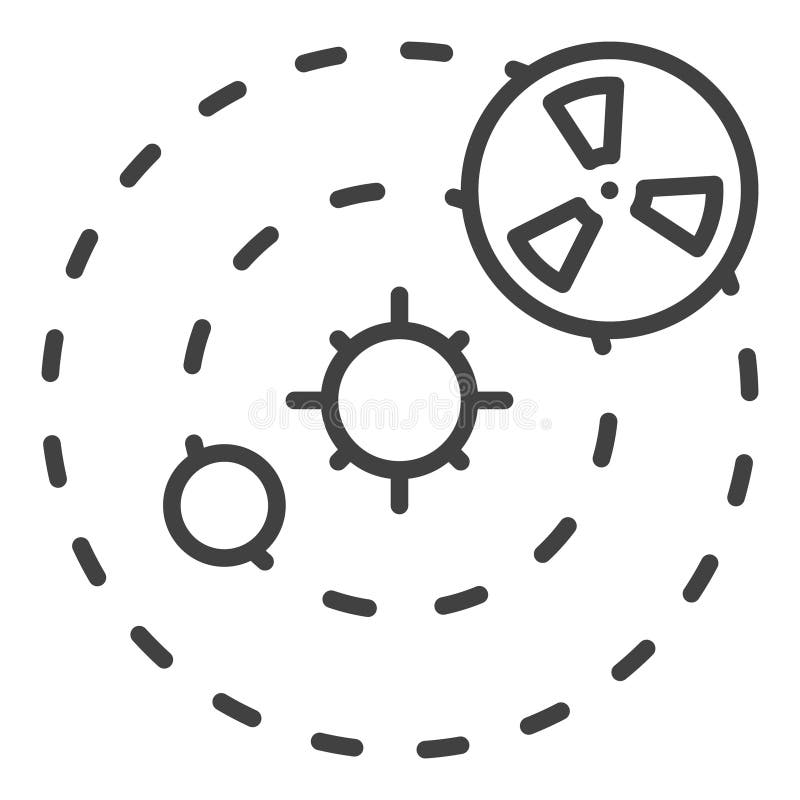 Space Based Nuclear Weapon with Earth and Sun Vector Linear Icon or ...