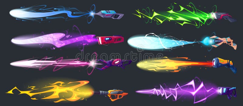 Space Blasters, Laser Guns with Shoot Effect Stock Vector ...