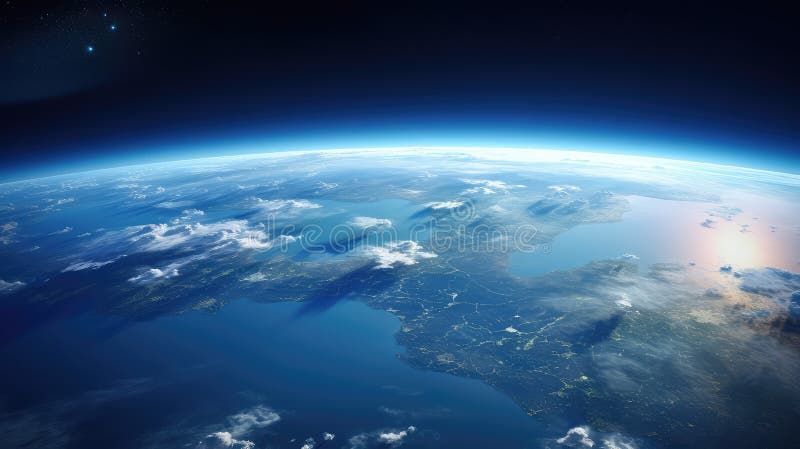 Space blue earth stock illustration. Illustration of contrast - 370447082
