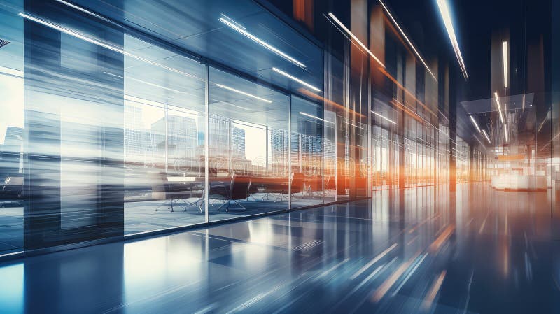 Space Blurred Office Interior Windows Stock Illustration - Illustration ...
