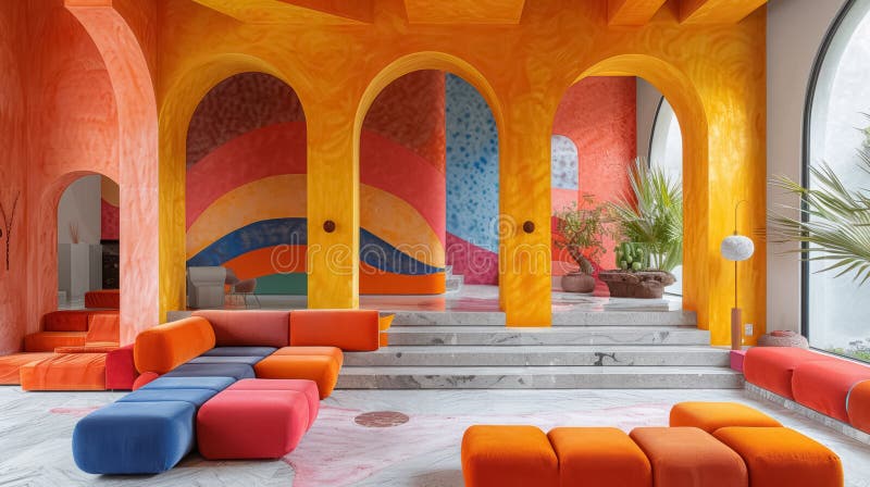 Space with Bold, Organic Shapes, and a Vibrant Color Palette Stock ...