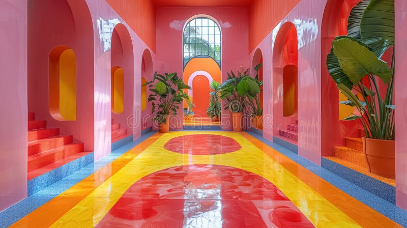 Space with Bold, Organic Shapes, and a Vibrant Color Palette Stock ...