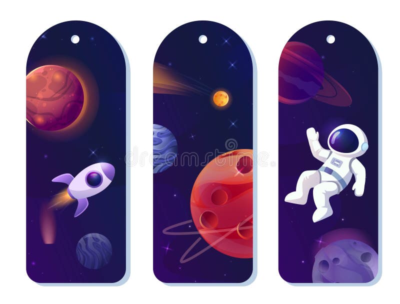 Space bookmarks set stock illustration. Illustration of spaceship ...