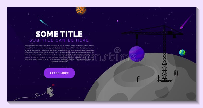 Space Building Concept. Creative Template in Purple Style Stock Vector ...