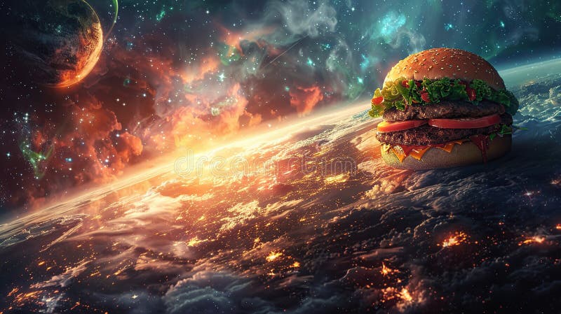 Space Burgers: a Cosmic Feast Stock Illustration - Illustration of ...