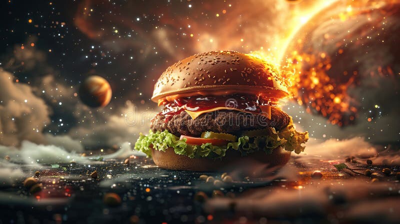 Space Burger stock illustration. Illustration of burger - 326176020