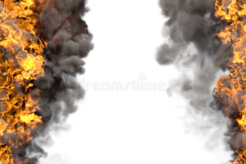 Space Burning Lava with Dark Smoke Frame Isolated on White - Fire Lines ...