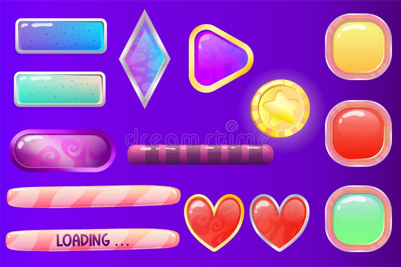 Space Button Set for Web Design 2d and Game. Vector Illustration ...