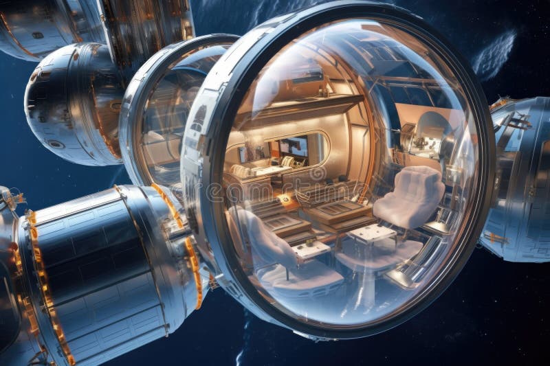 Space Capsule Docking at a Luxury Space Hotel Stock Illustration ...
