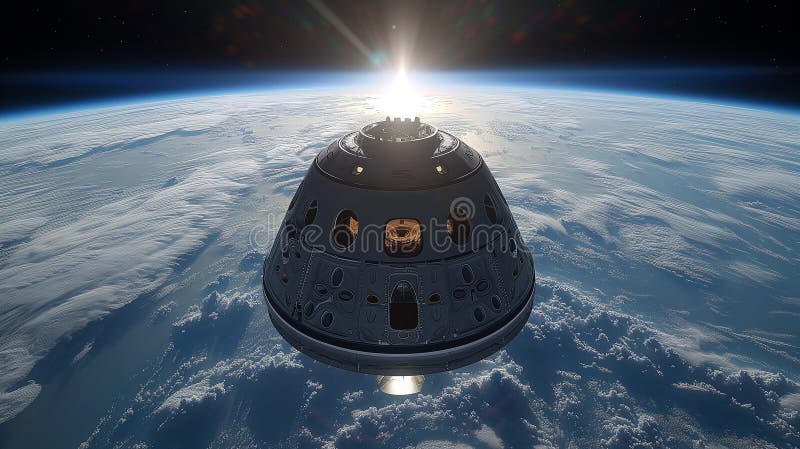 Space Capsule Orbiting Earth. Exploration, Technology, Space Travel ...