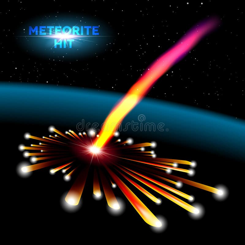 Space Card with Meteorite Explosion Stock Vector - Illustration of ...