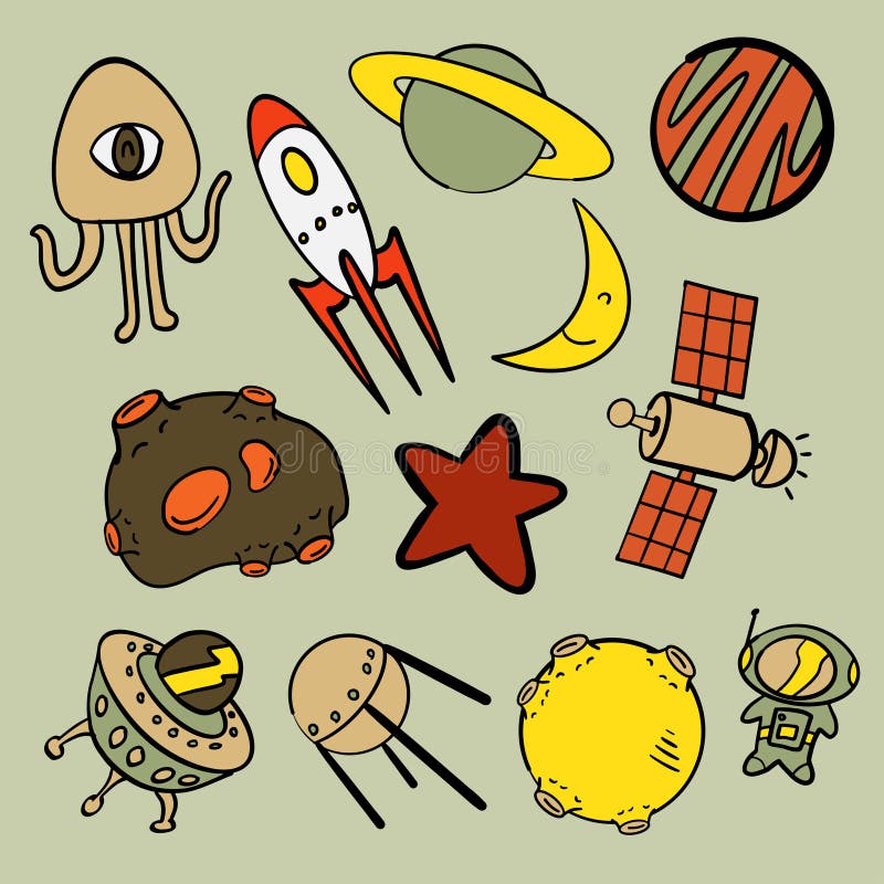 Space Character Cartoon Design Bundle Set Vector Image Stock Vector ...