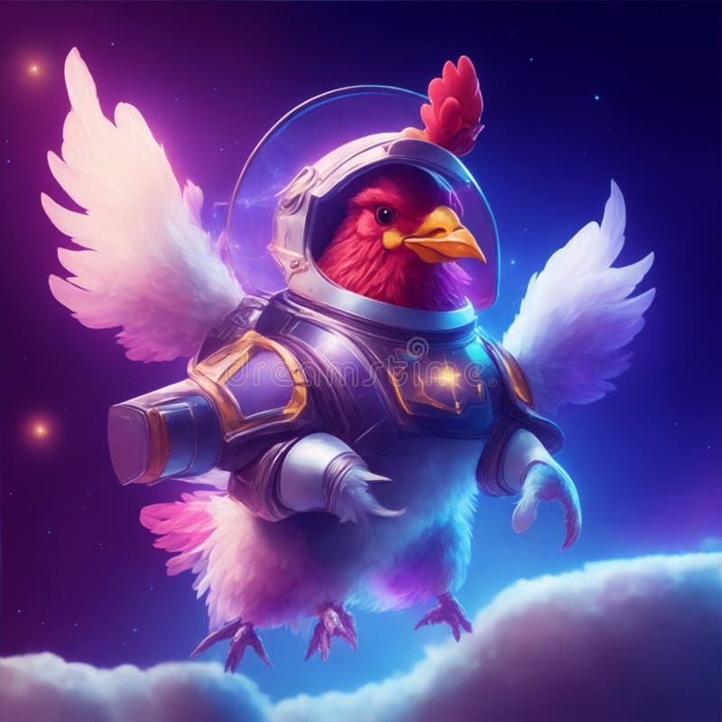 Space Chicken Character Illustration Stock Illustration - Illustration ...
