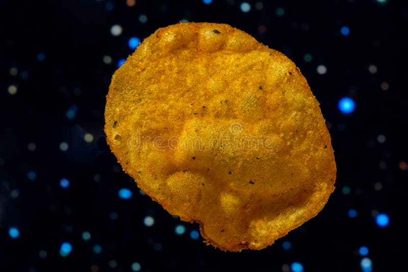 Space Ship. a Single Pepper Chip Floating in Space Stock Photo - Image ...