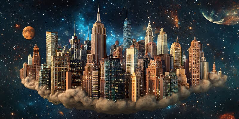 Space City Dreamscape stock illustration. Illustration of futuristic ...