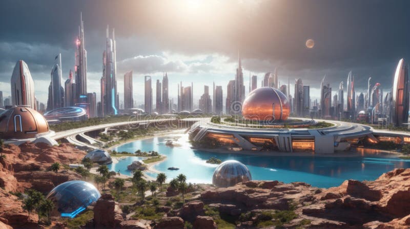 Space city stock illustration. Illustration of surface - 294896018