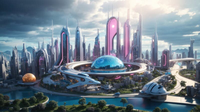 Space city stock illustration. Illustration of city - 294896033