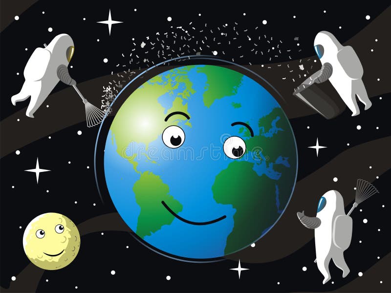 Space cleaning stock vector. Illustration of astronaut - 30673956