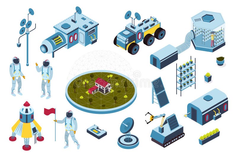 Space Colonization Isometric Stock Vector - Illustration of isometry ...