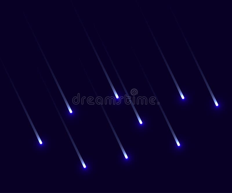 Space Comet Rain and Star Show Background, Abstract Asteroid or ...