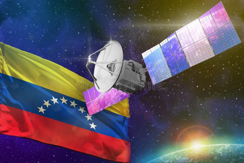 Space Communications Technology Concept - Satellite with Venezuela Flag ...