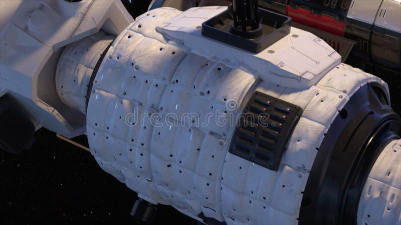 Space Concept. Close-up of the Surface of the Spacecraft. Flight of the ...