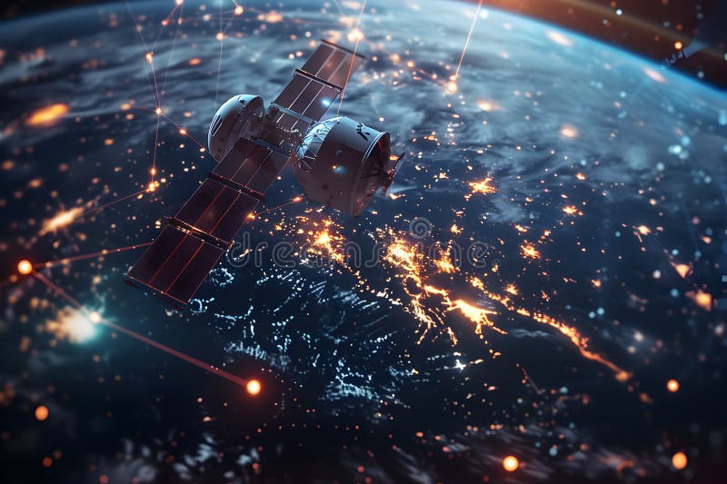 Space Concept - Telecom Communication Satellite Orbiting Around the ...