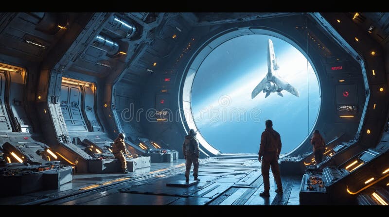 Space Control Room with a Large View from the Porthole from Which You ...