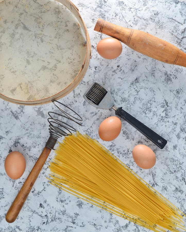 Space for Cooking. Kitchen Tools and Ingredients for Cooking on a White ...