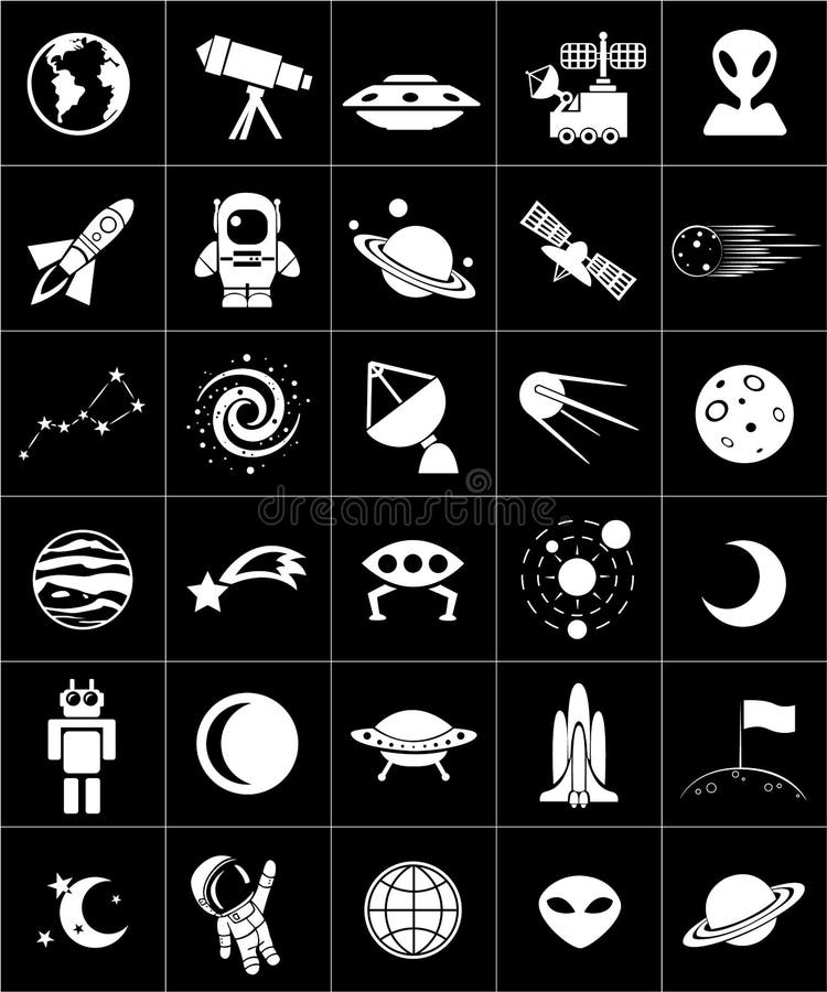 Space cosmic vector icons stock vector. Illustration of spaceship ...