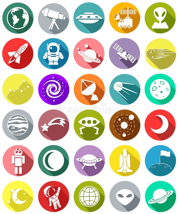 Space cosmic vector icons stock illustration. Illustration of earth ...