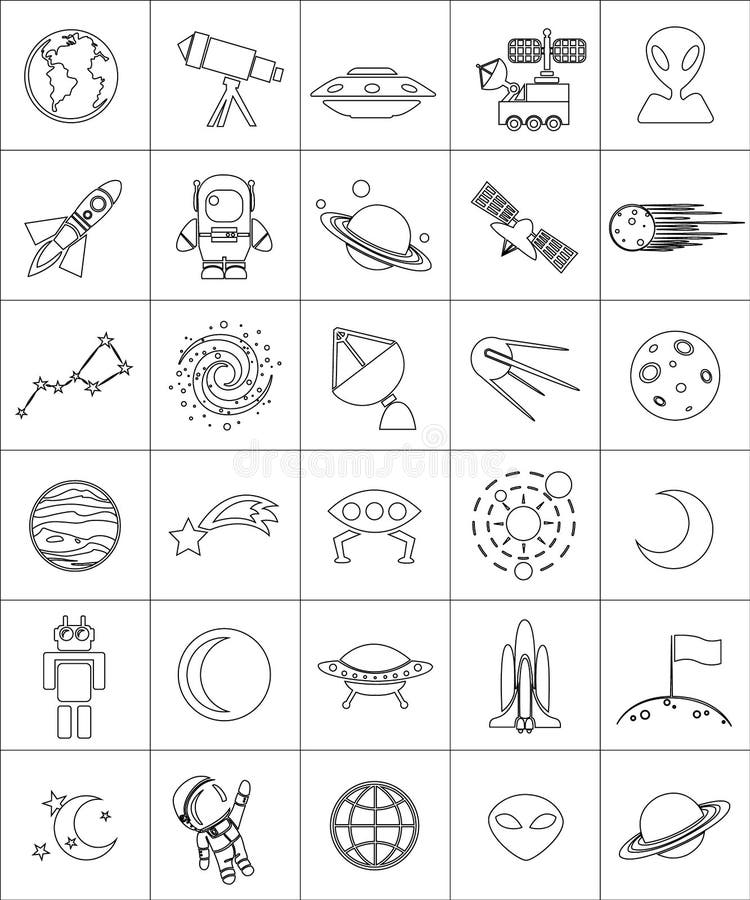 Space cosmic vector icons stock vector. Illustration of cosmonaut ...