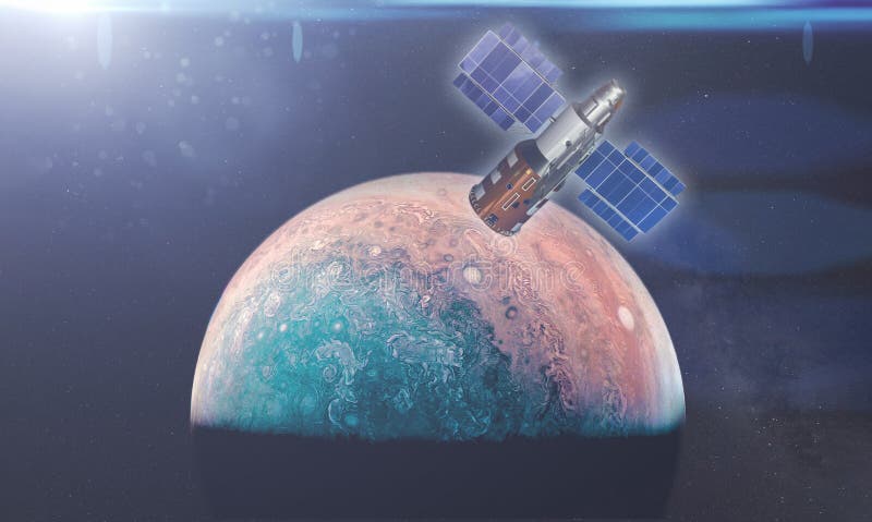 Space Craft on the Orbit Exploring New Planet, Elements of this Image ...
