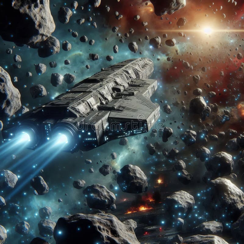 124 144. a Space Cruiser Navigating through a Dense Asteroid Fe Stock ... 124 144. a Space Cruiser Navigating through a Dense Asteroid Fe Stock ...