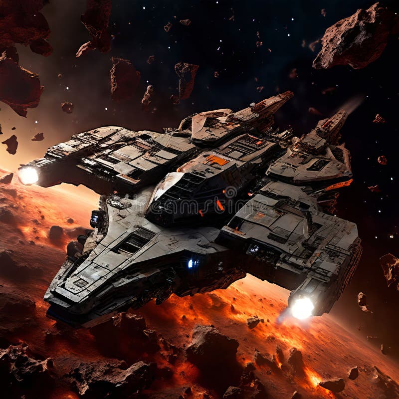 A Space Cruiser Navigating through a Dense Asteroid Field Its a Stock ... A Space Cruiser Navigating through a Dense Asteroid Field Its a Stock ...
