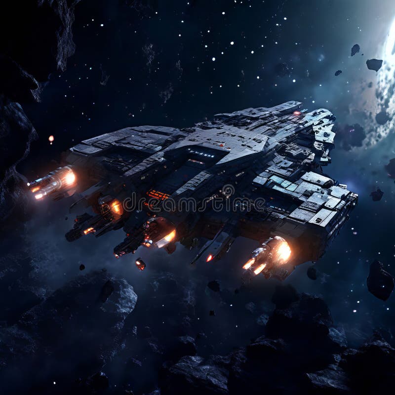 A Space Cruiser Navigating through a Dense Asteroid Field Its a Stock ... A Space Cruiser Navigating through a Dense Asteroid Field Its a Stock ...